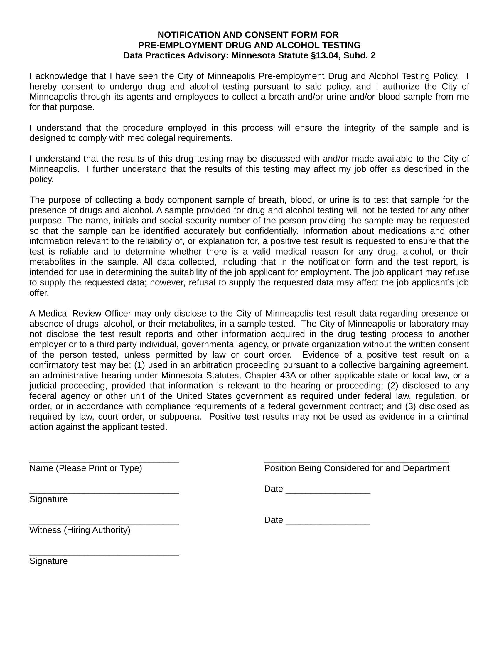FREE 15+ Drug Testing Consent Forms in PDF | MS Word