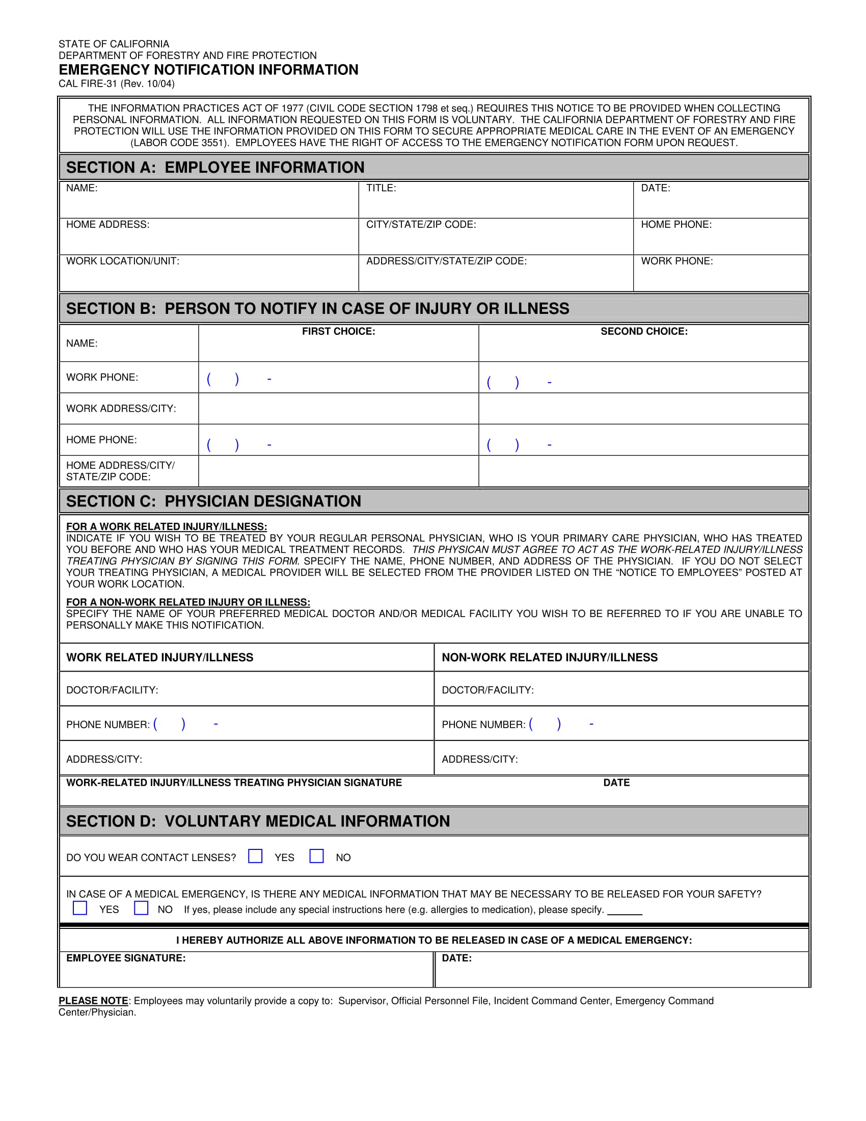 FREE 15+ Employee Emergency Notification Forms in PDF | MS Word