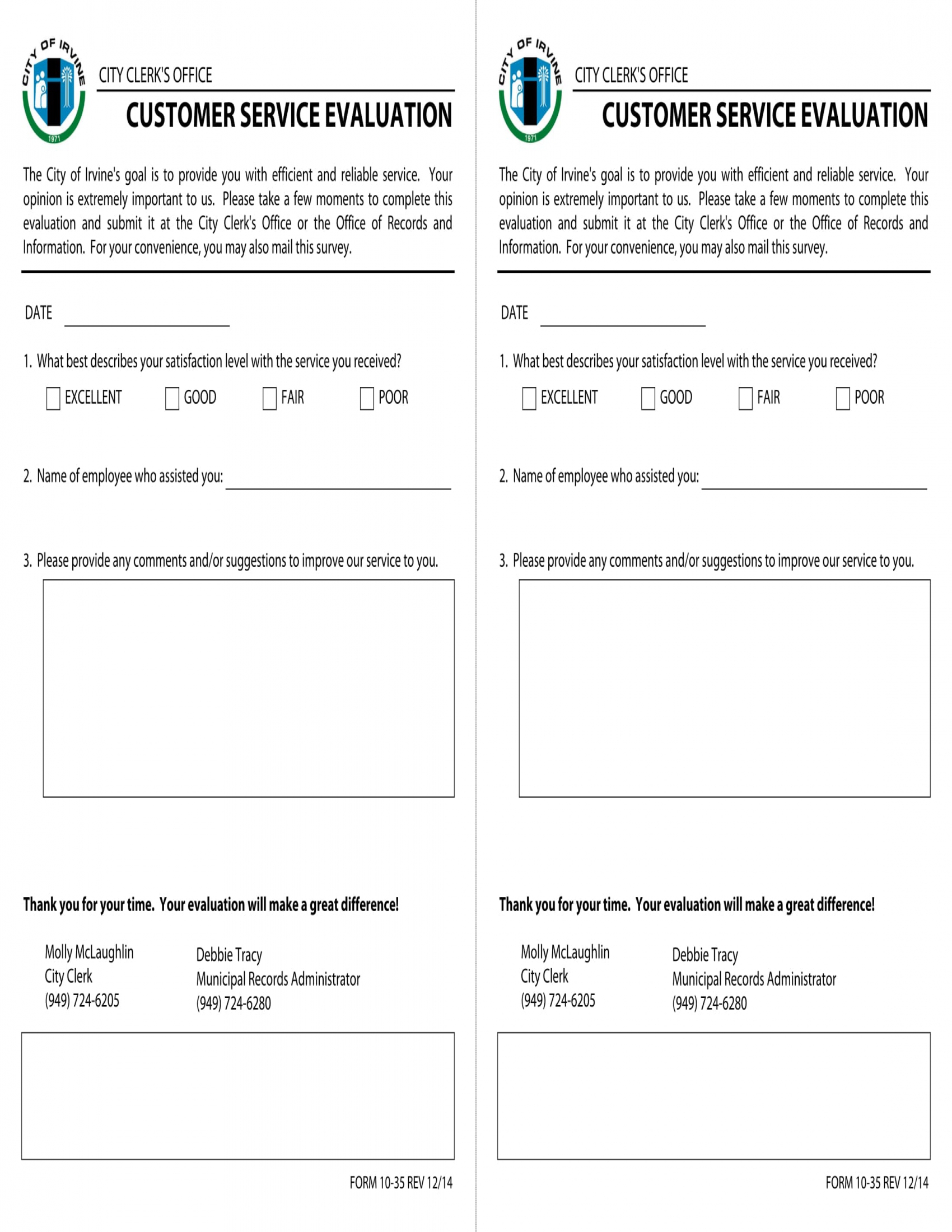 FREE 18+ Customer Service Evaluation Form Samples, PDF, MS Word, Google ...