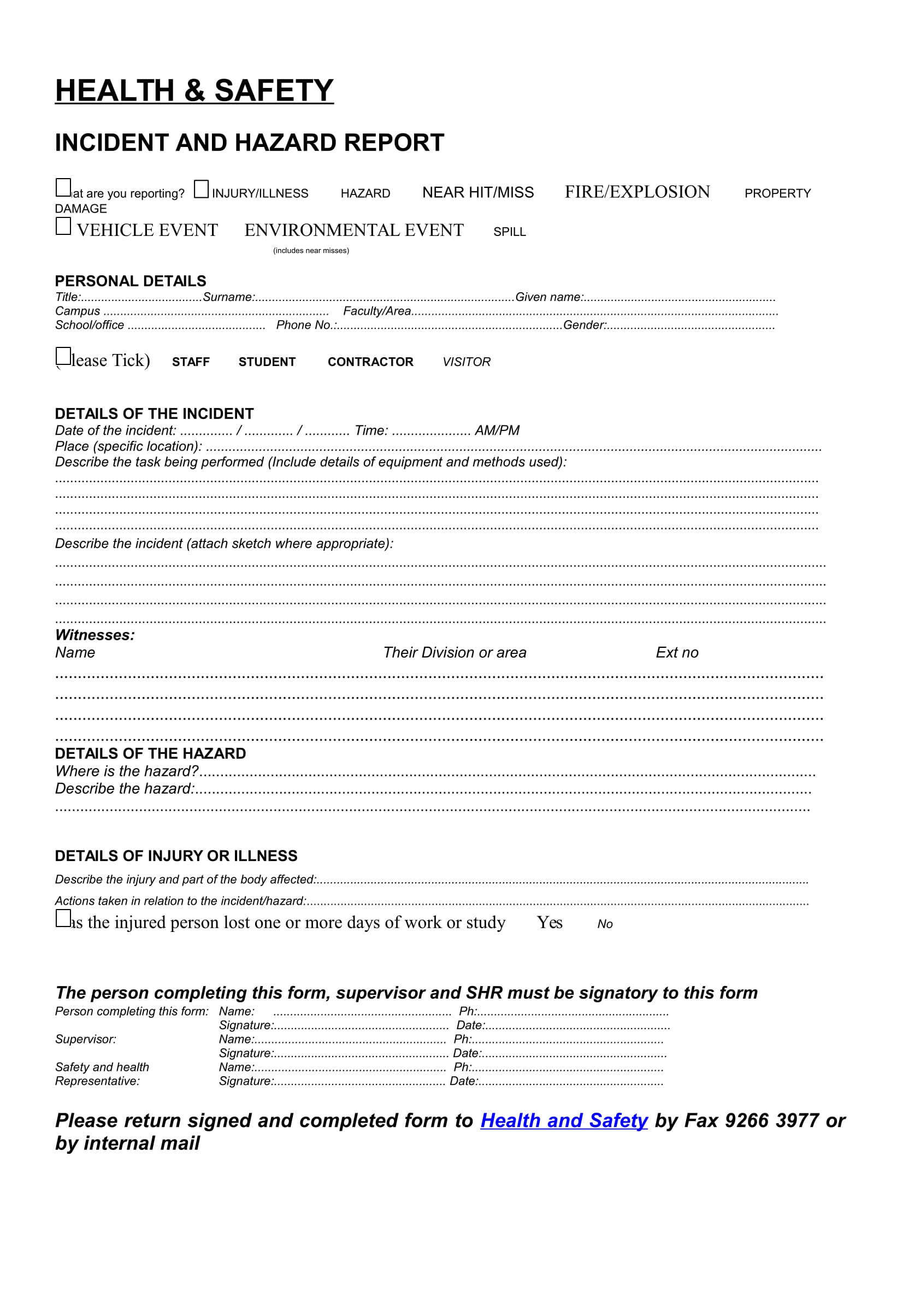 FREE 13 Hazard Report Forms In MS Word PDF