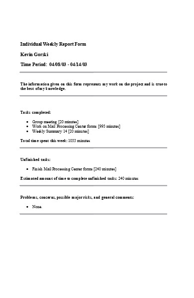 FREE 15+ Weekly Report Forms in PDF | MS Word | Excel