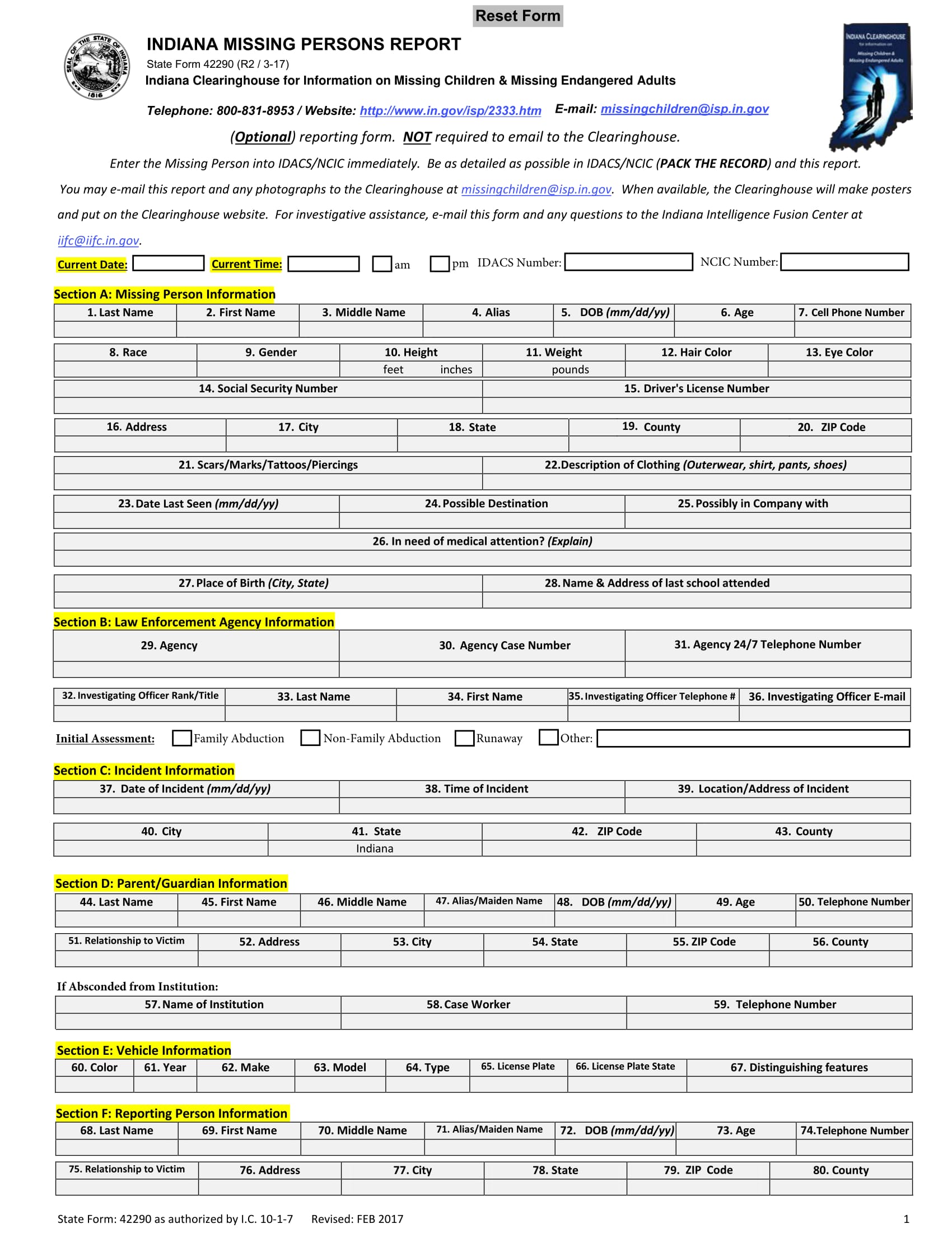 FREE 14 Missing Report Forms In MS Word PDF