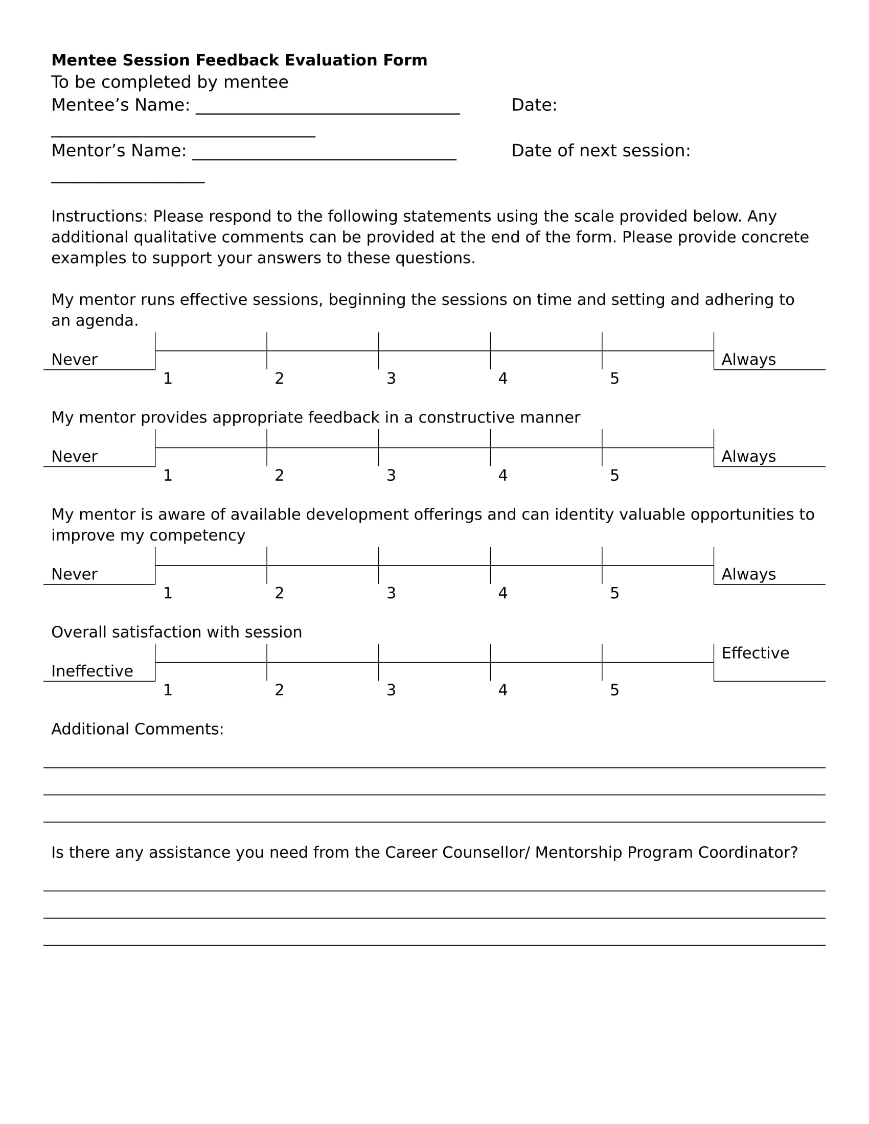 FREE 19+ Mentee Evaluation Form Samples, PDF, MS Word, Google Docs