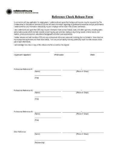 14+ Reference Request and Release Forms - Free Word, PDF Format