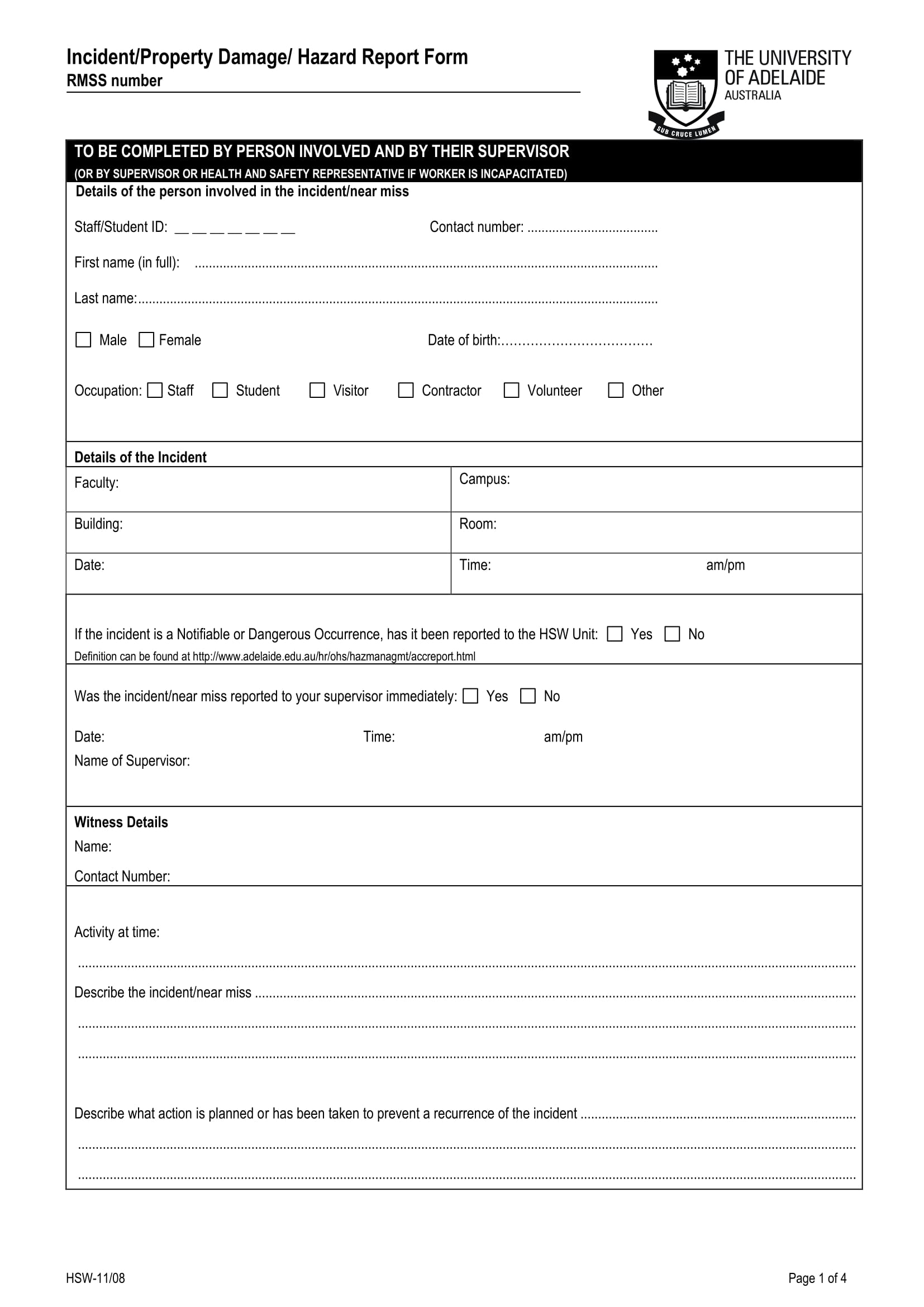 FREE 13 Hazard Report Forms In MS Word PDF