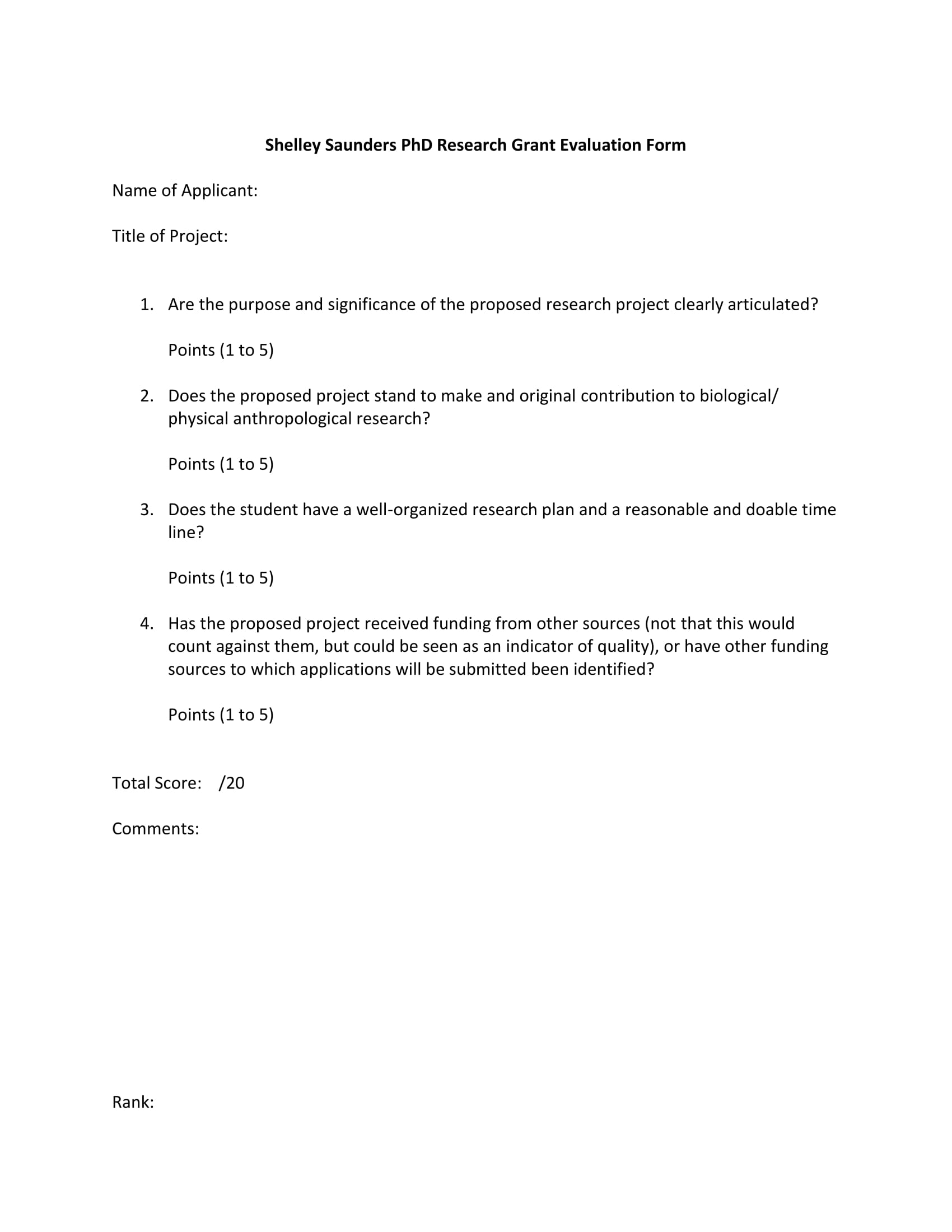 FREE 15+ Grant Evaluation Forms in PDF | MS Word
