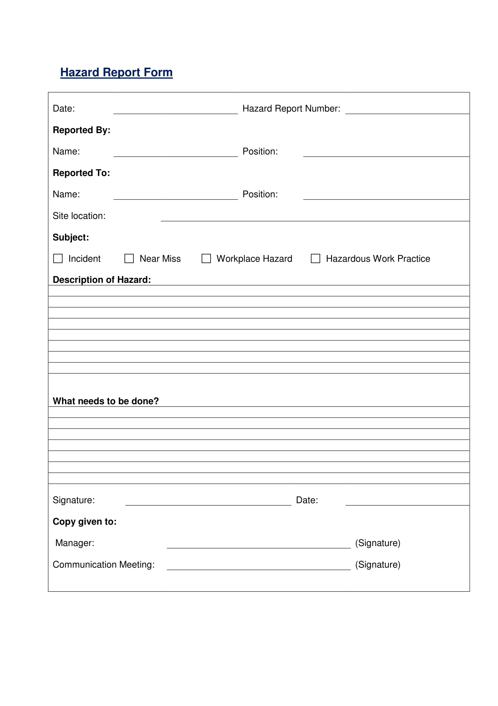 FREE 13 Hazard Report Forms In MS Word PDF