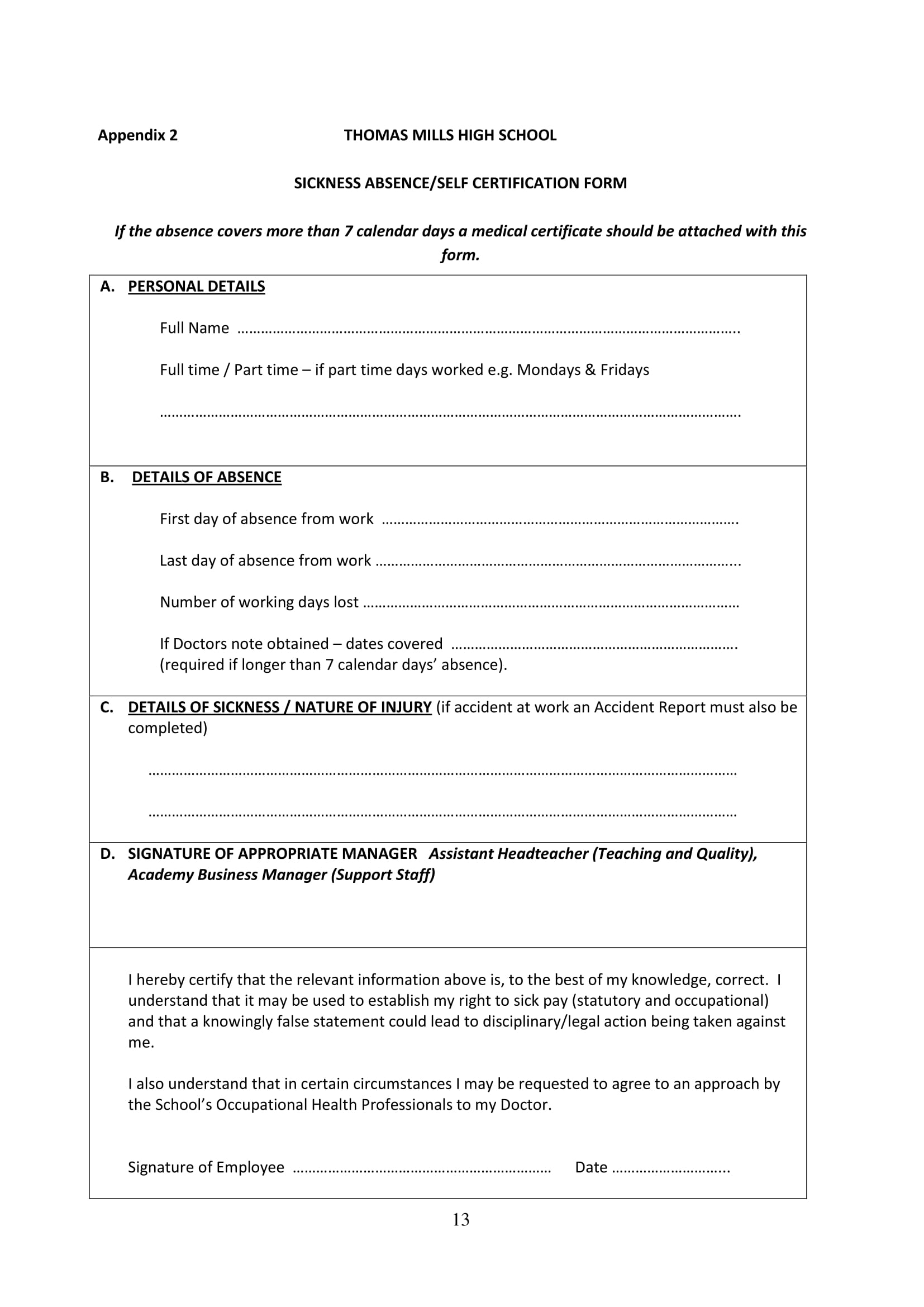 FREE 18+ Staff Absence Form Samples, PDF, MS Word, Google Docs, Excel