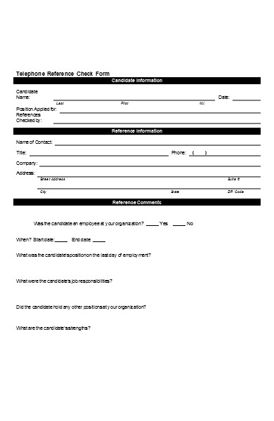 FREE 19+ Reference Check Form Samples, PDF, MS Word, Google Docs