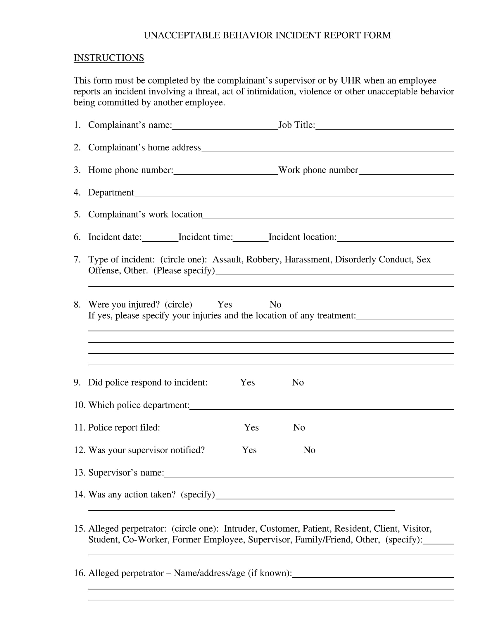FREE 17+ Behavior Report Form Samples, PDF, MS Word, Google Docs