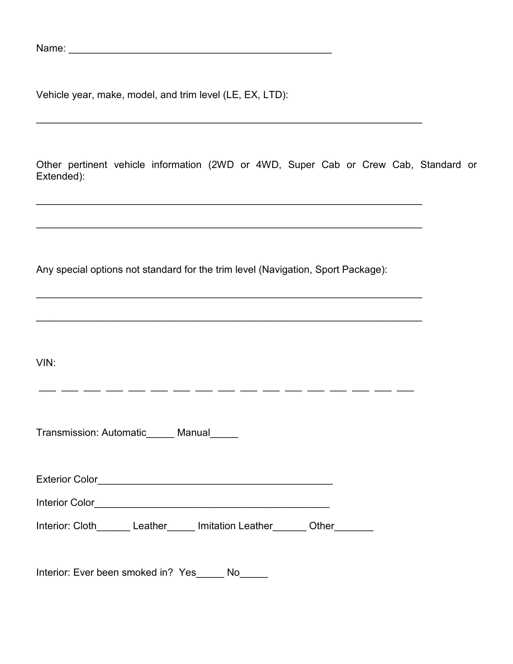 FREE 14+ Vehicle Evaluation Forms in PDF