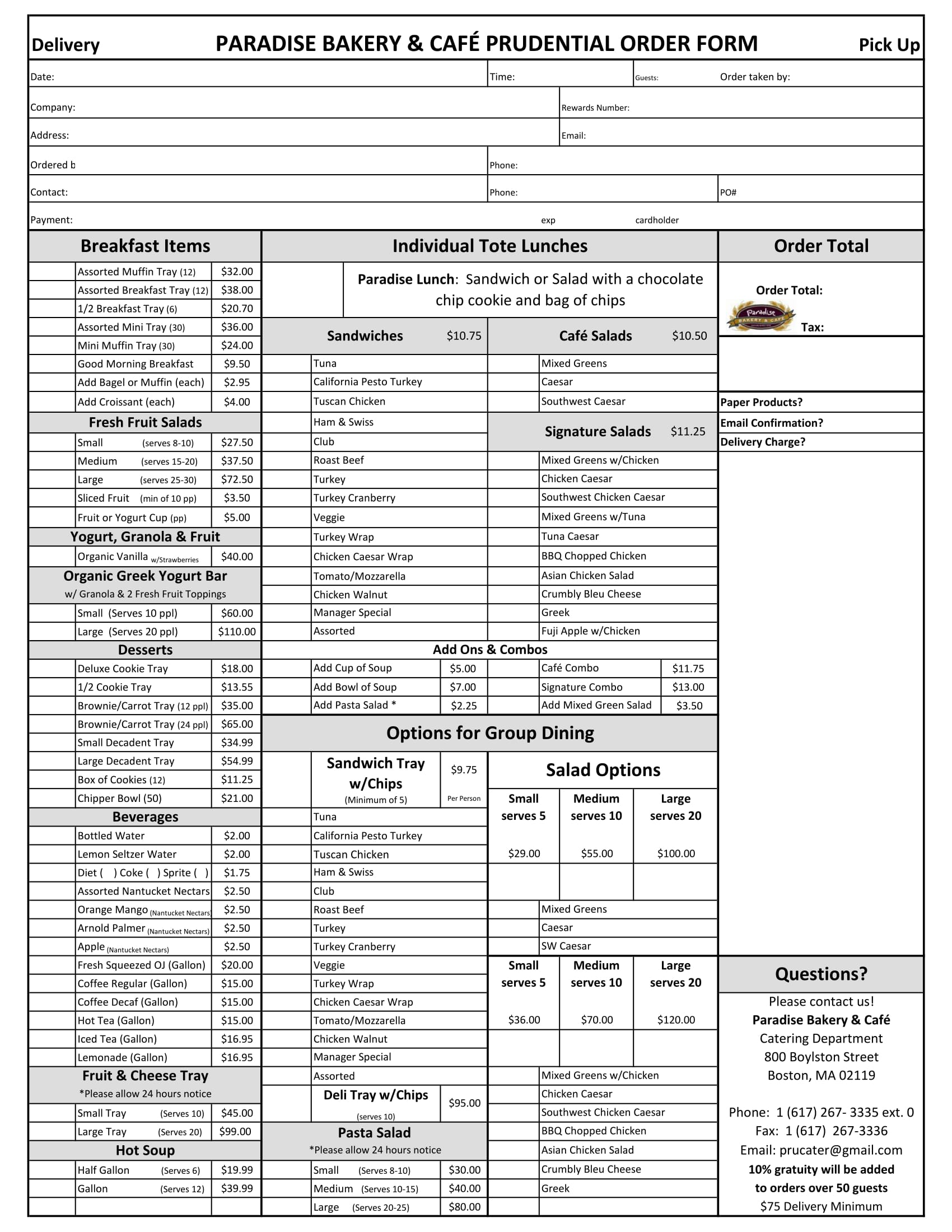 Free Printable Bakery Order Forms Printable World Holiday