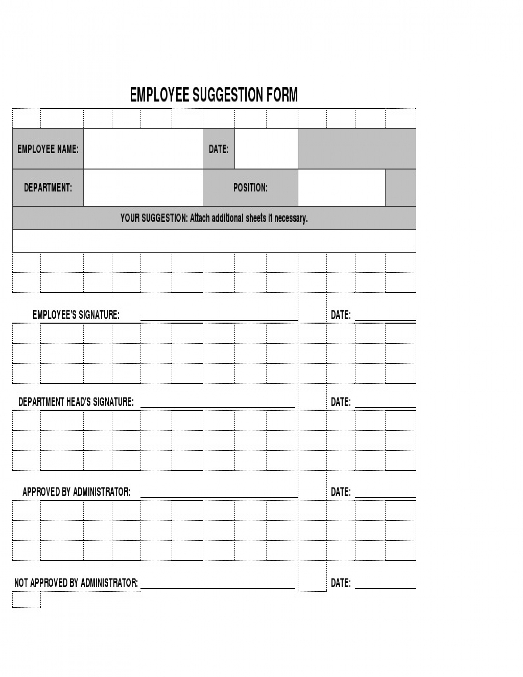 FREE 18+ Employee Suggestion Form Samples, PDF, MS Word, Google Docs, Excel