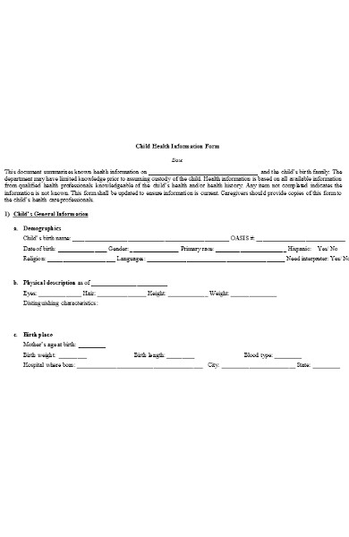 FREE 13+ Health Information Forms in MS Word | PDF