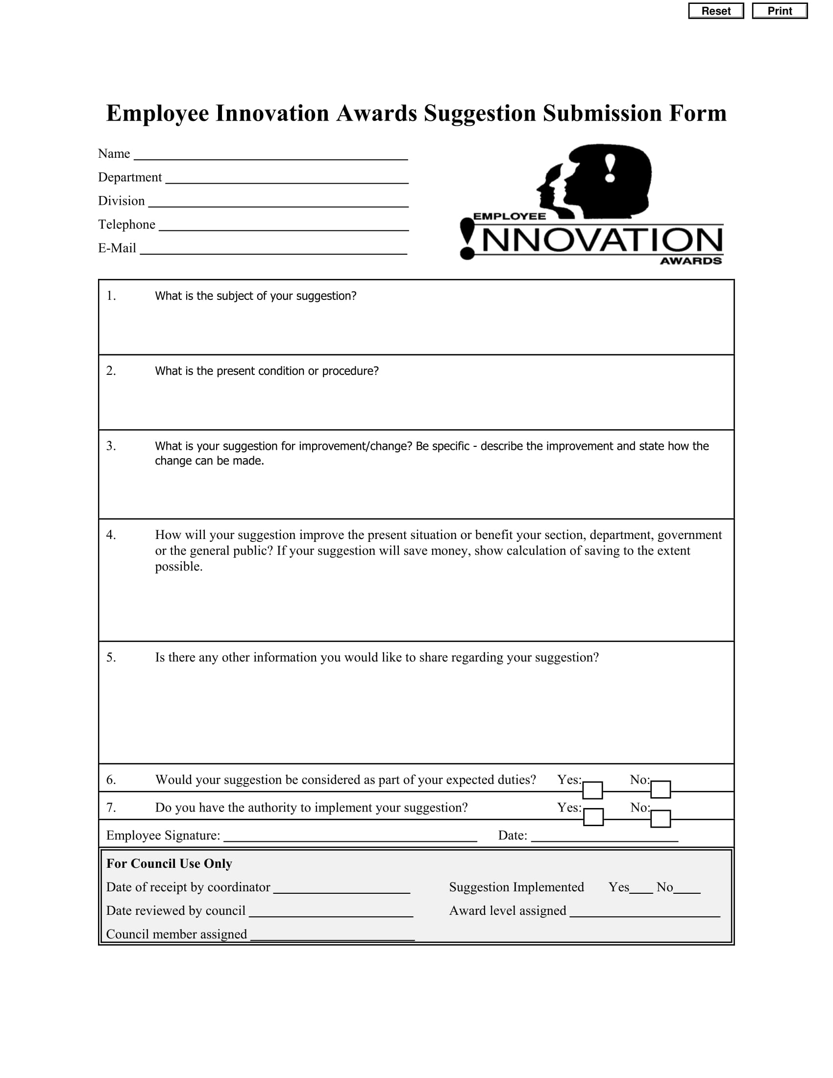 FREE 18+ Employee Suggestion Form Samples, PDF, MS Word, Google Docs, Excel