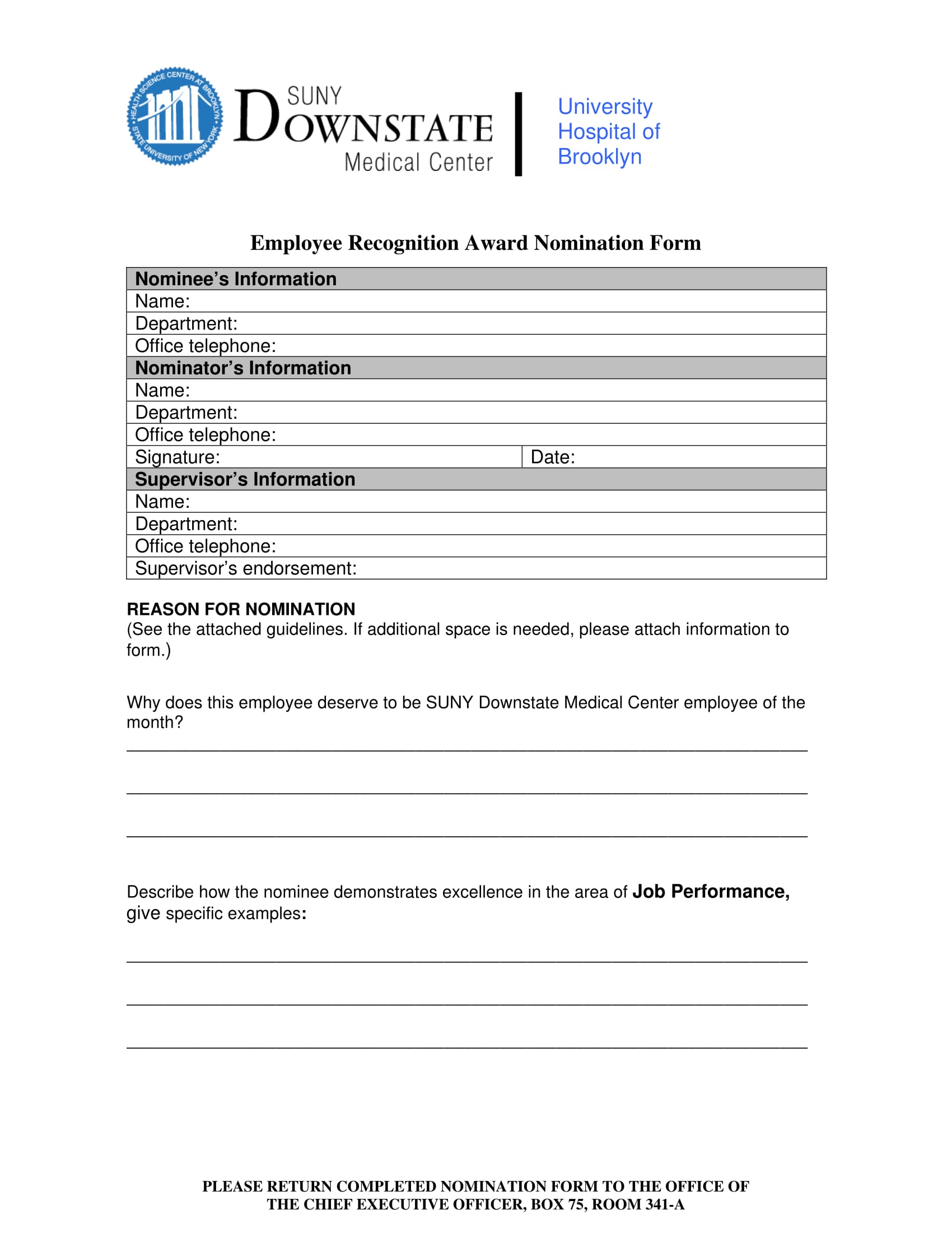 Employee Recognition Nomination Form Template DocTemplates
