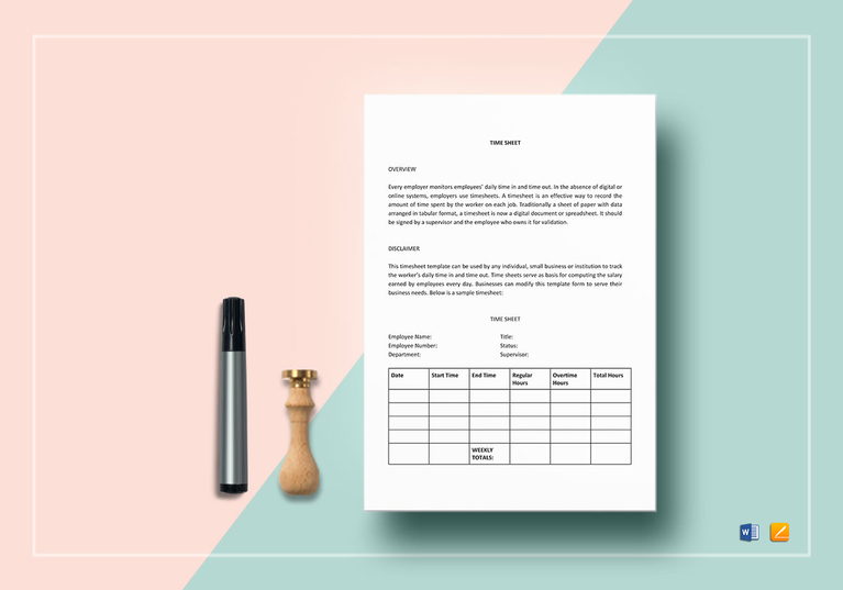 FREE 4+ Employee Time Sheet Forms in MS Word | Excel | PDF