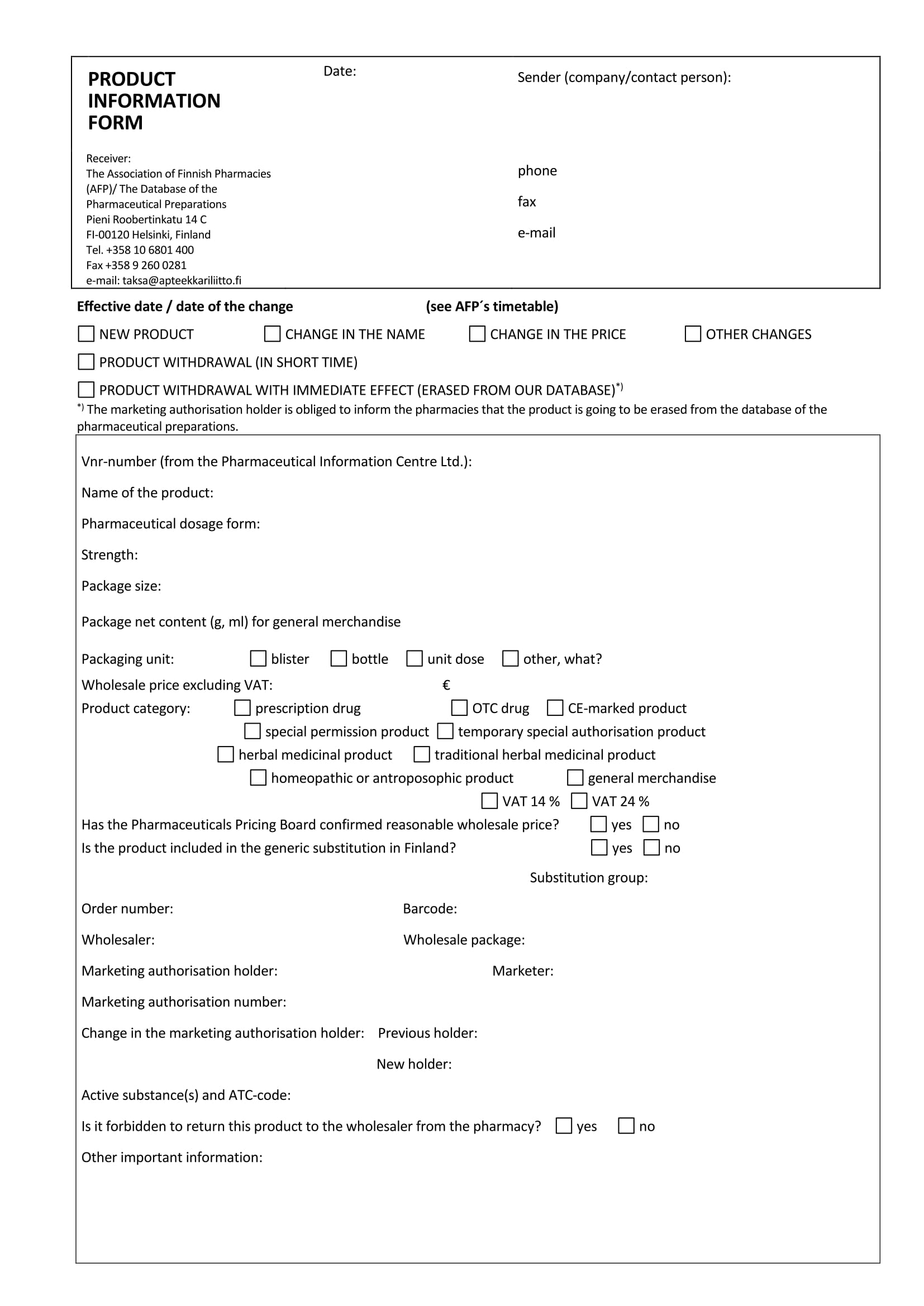 FREE 14+ Product Information Forms in MS Word | PDF | Excel