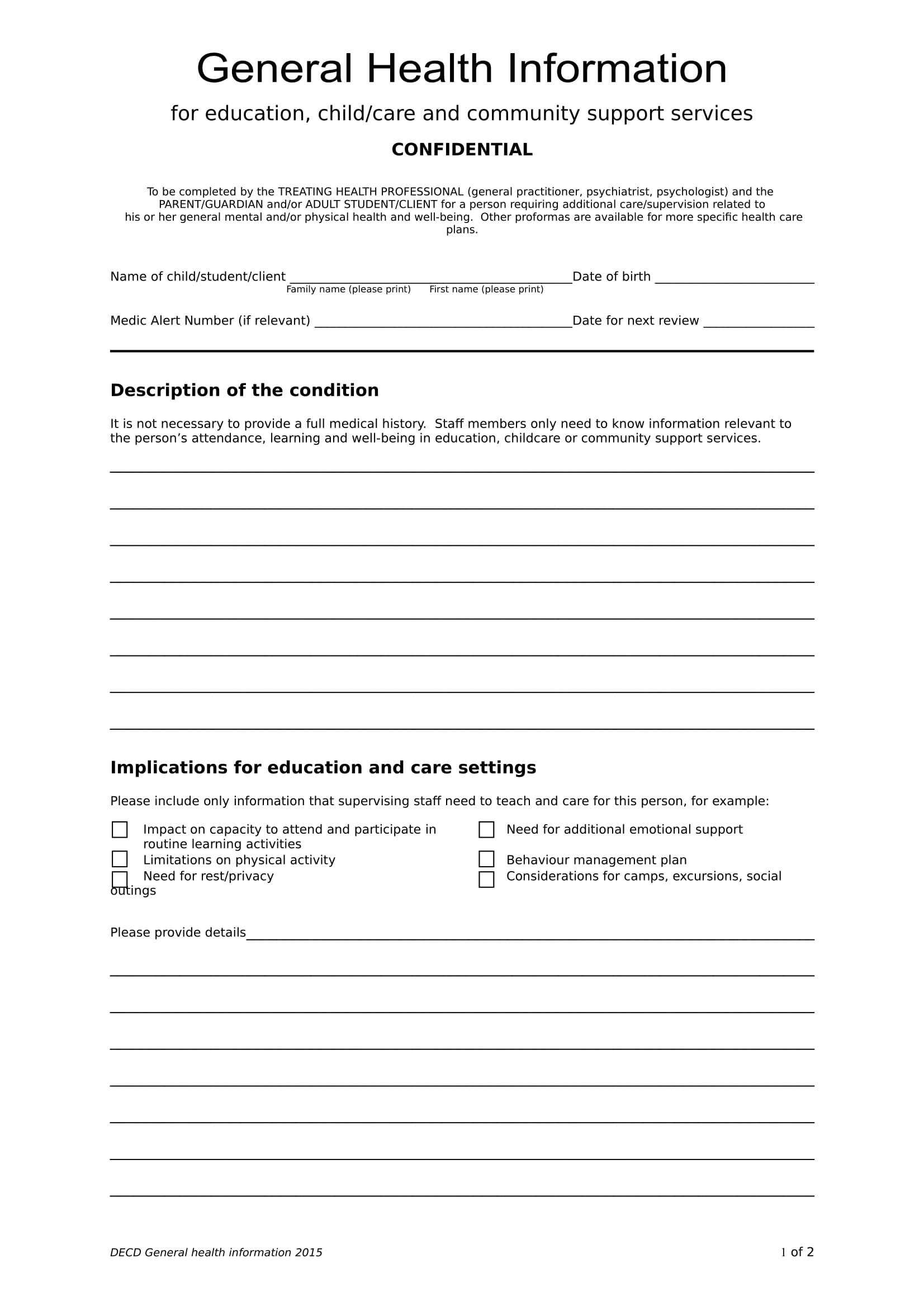 FREE 13+ Health Information Forms in MS Word | PDF