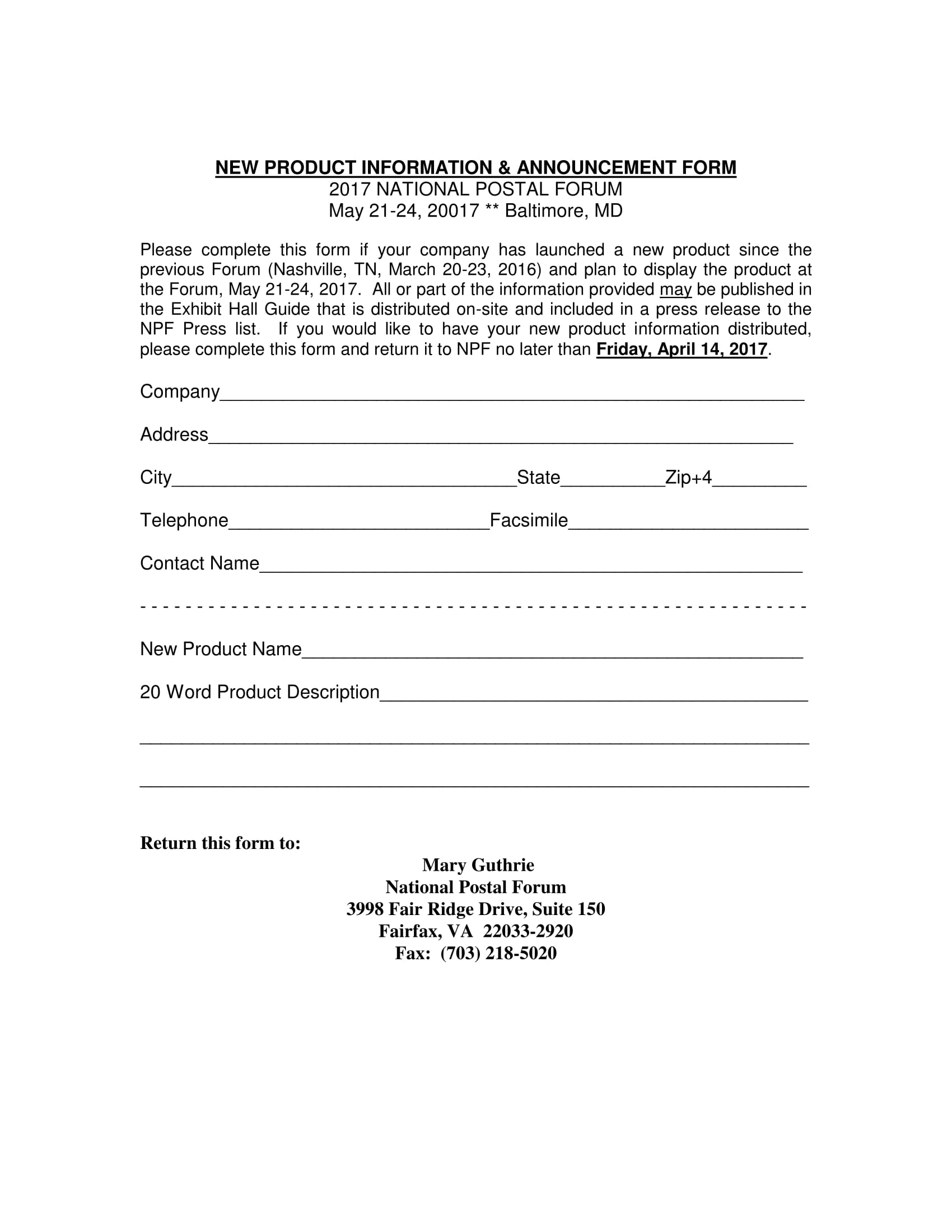 FREE 14+ Product Information Forms in MS Word | PDF | Excel