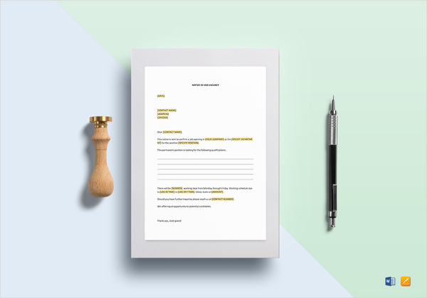 FREE 4+ Notice of Job Opening Forms in MS Word | PDF