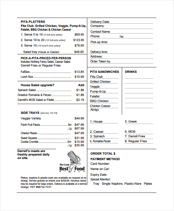 FREE 7+ Restaurant Menu Forms in MS Word | PDF