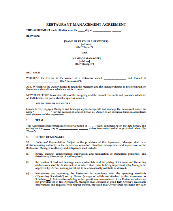 FREE 7+ Restaurant Management Forms in Excel | PDF