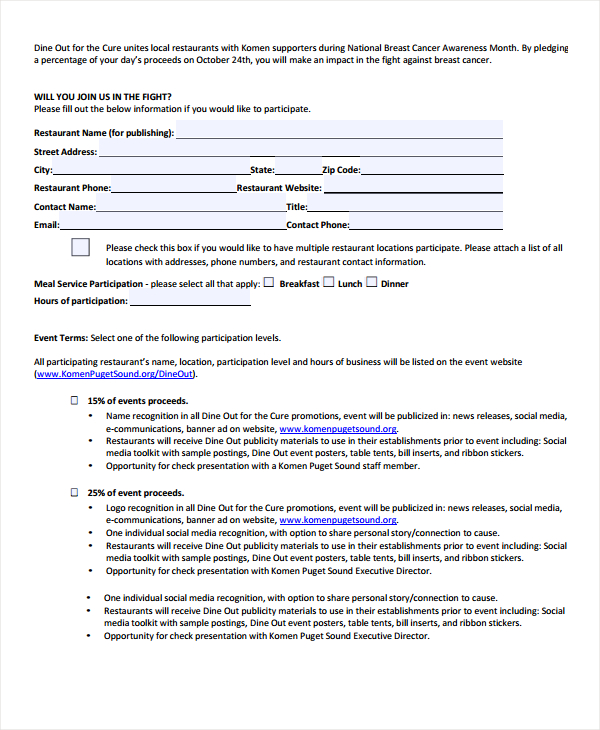FREE 9+ Restaurant Forms in PDF | MS Word