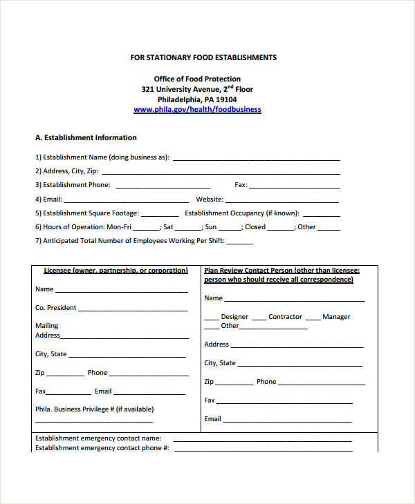 FREE 6+ Restaurant Plan Forms in PDF