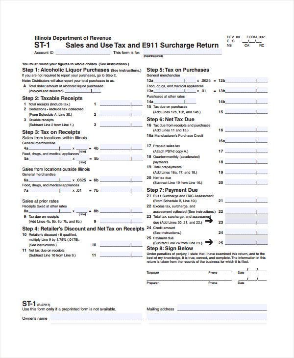 FREE 6+ Restaurant Tax Forms in PDF