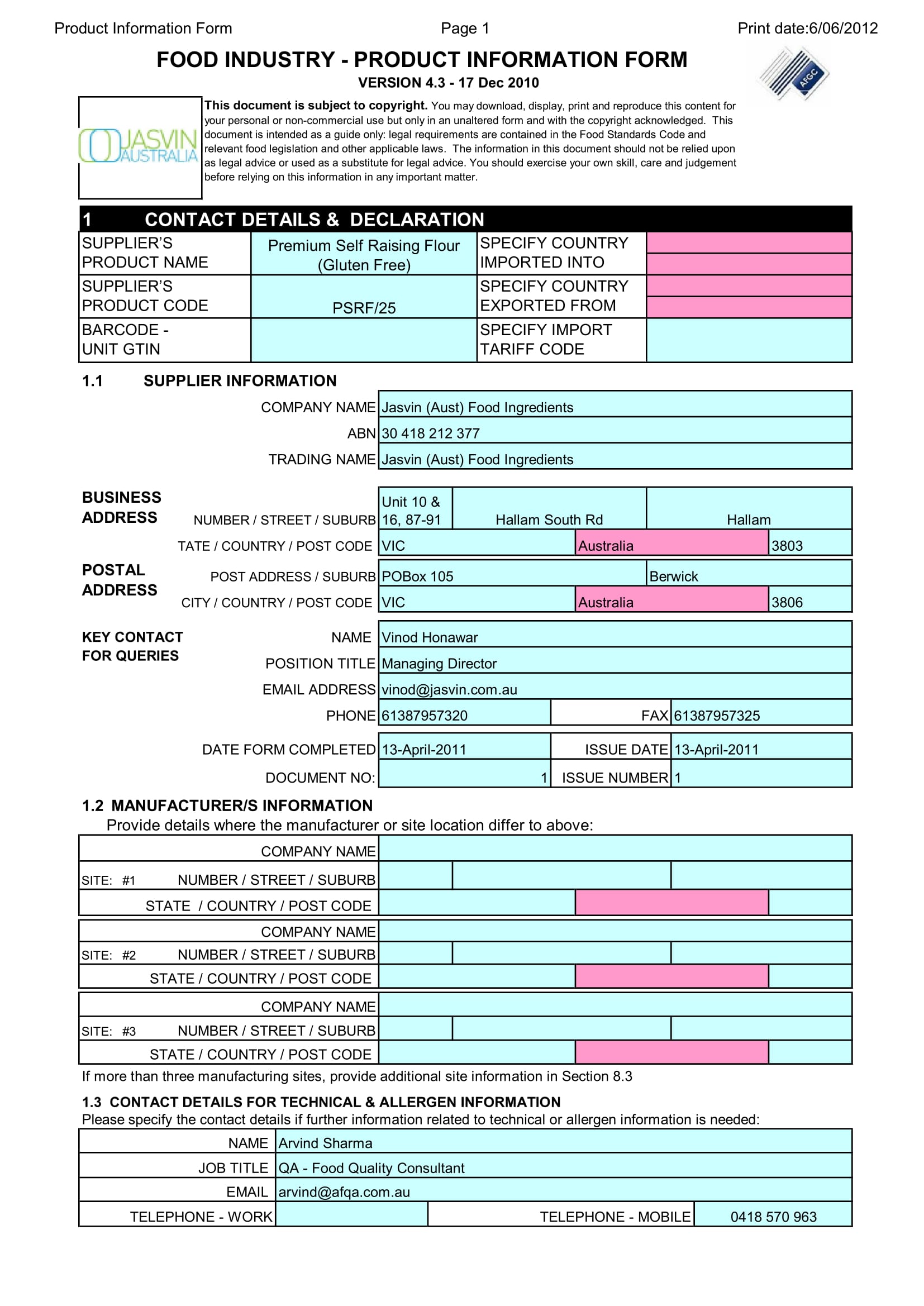 FREE 14+ Product Information Forms in MS Word | PDF | Excel