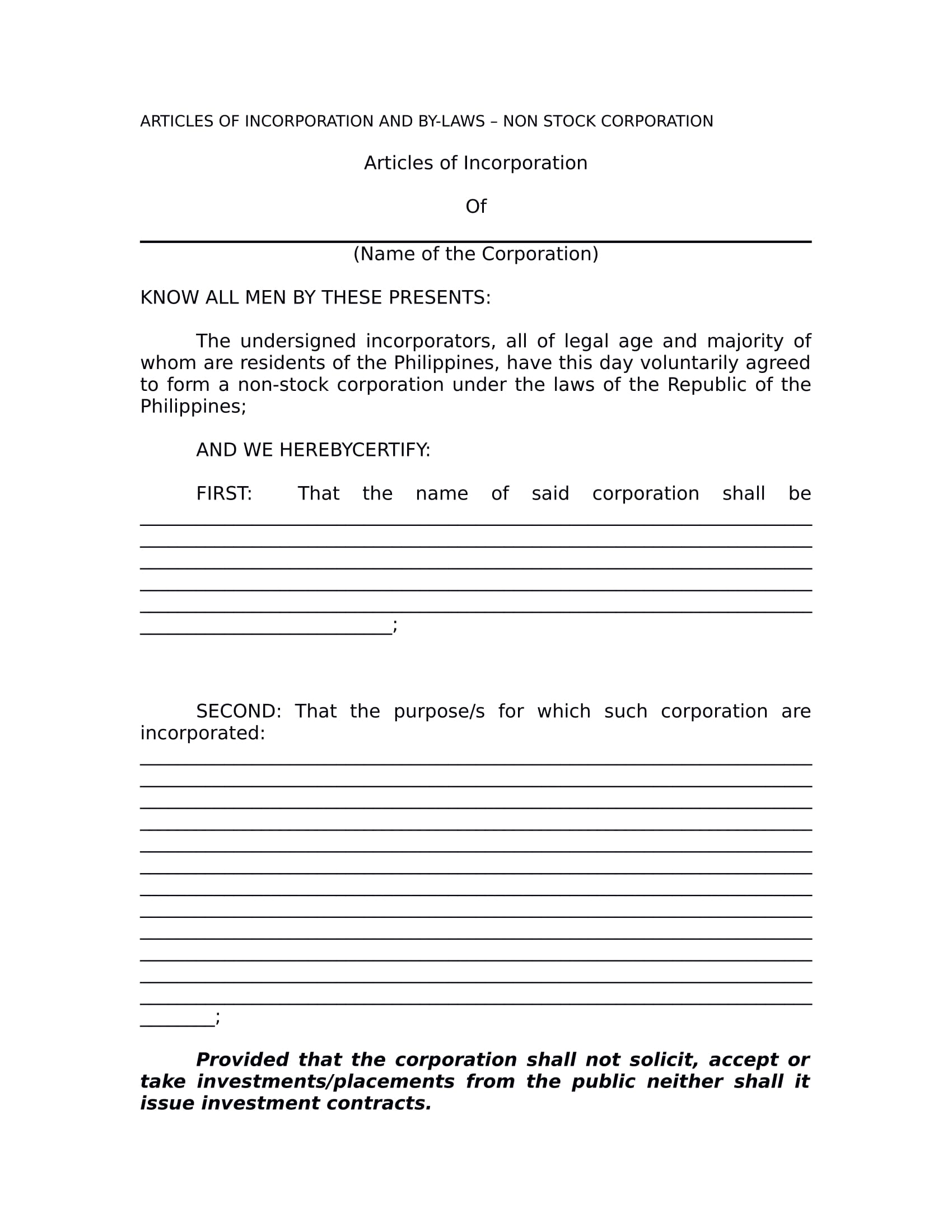 FREE 4+ Incorporation Forms in PDF | MS Word
