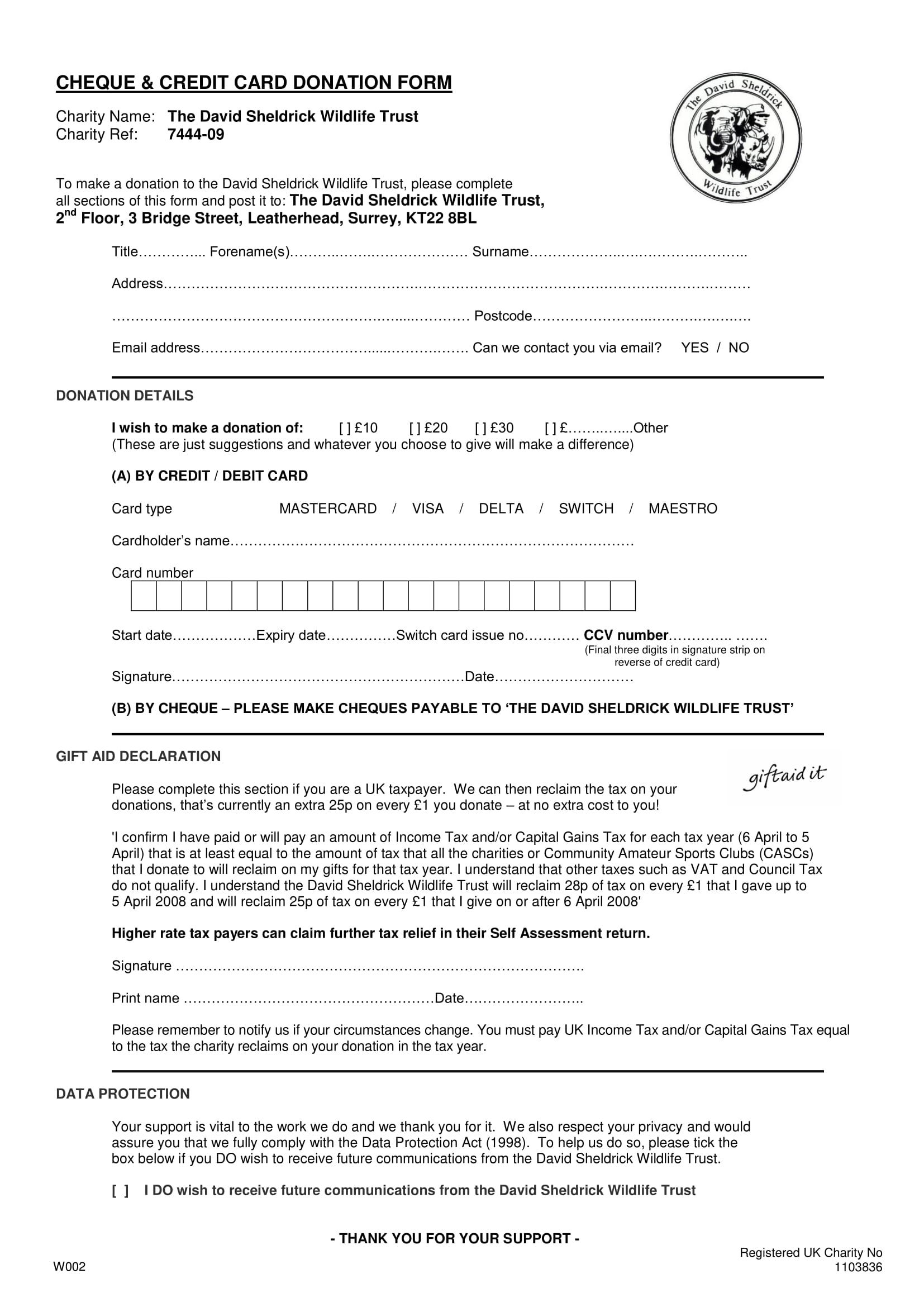 FREE 4+ Credit Card Donation Forms in PDF | MS Word