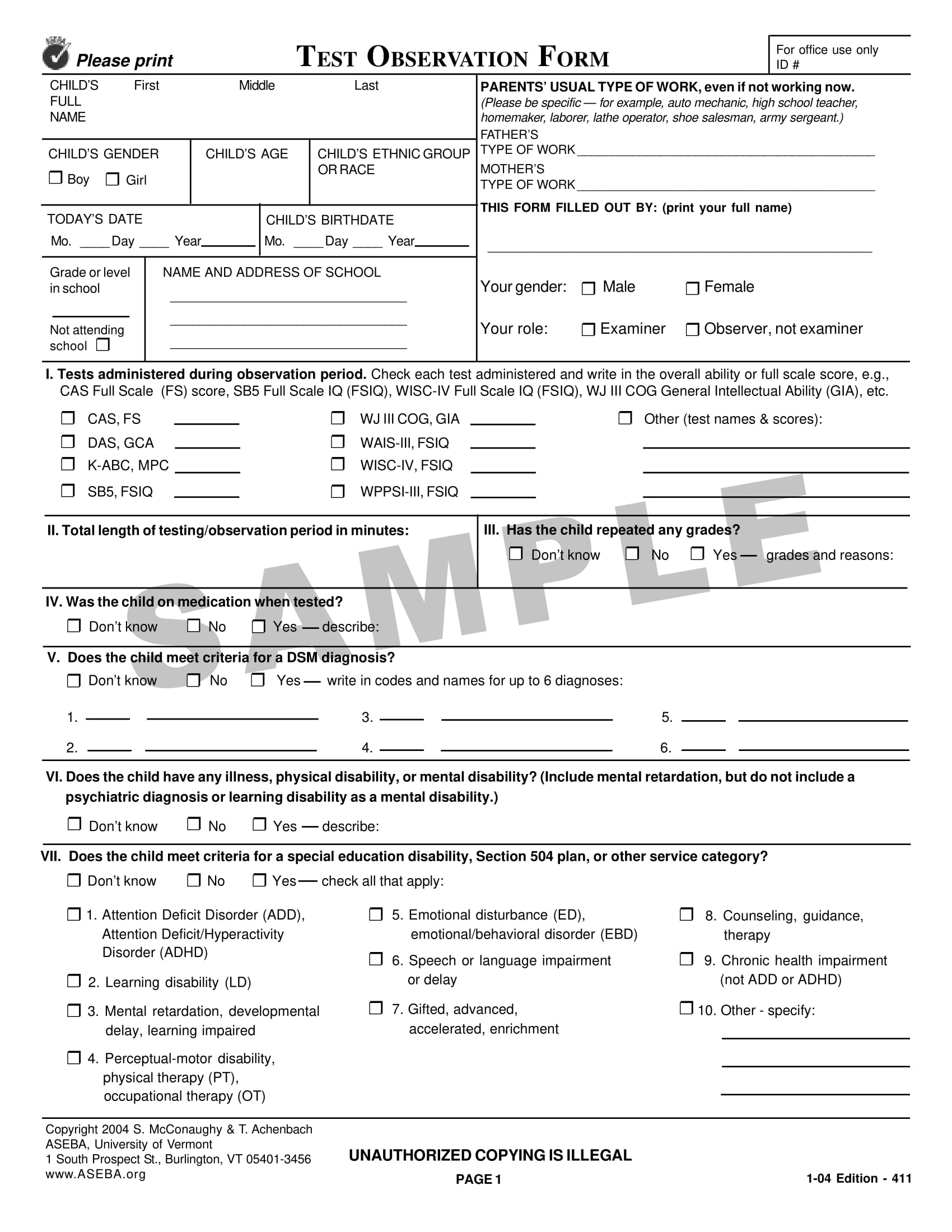 FREE 4+ Child Observation Forms in PDF | MS Word