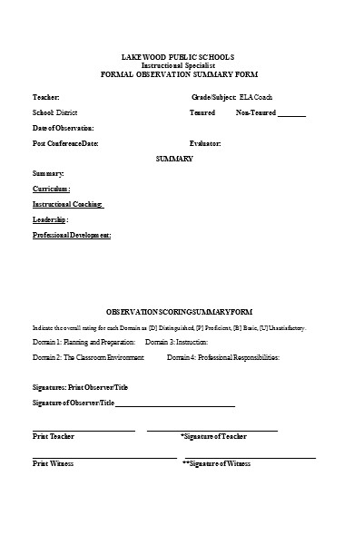 FREE 5+ Coach Observation Forms in PDF | MS Word