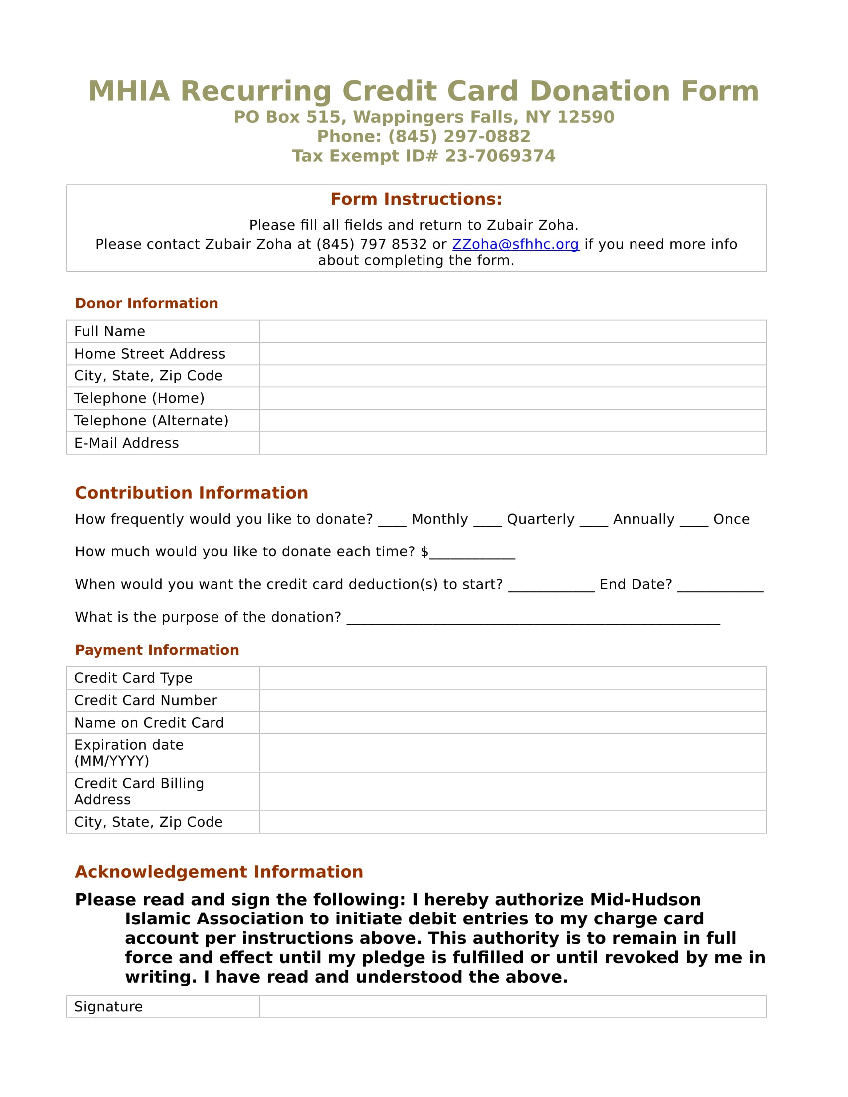 FREE 4+ Credit Card Donation Forms in PDF | MS Word