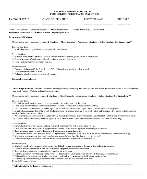 FREE 9+ Restaurant Performance Forms in PDF | MS Word