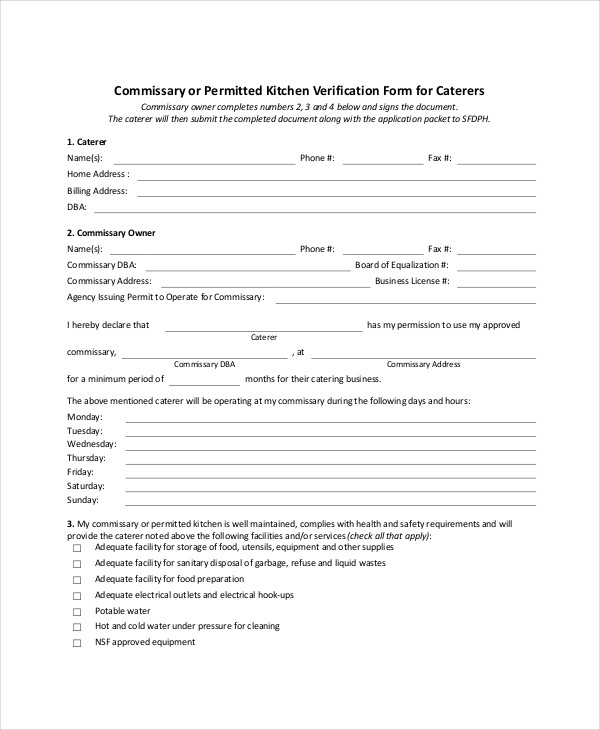 FREE 8+ Kitchen Management Forms in PDF | MS Word