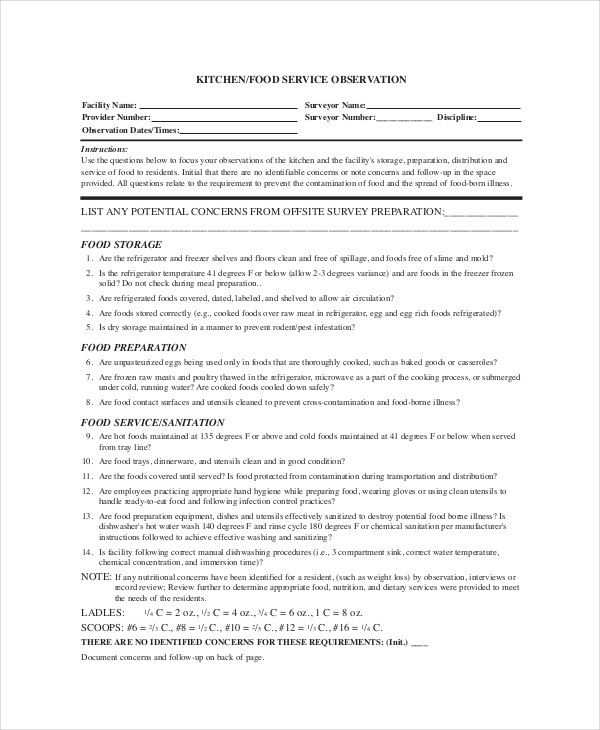 FREE 8+ Kitchen Management Forms in PDF | MS Word