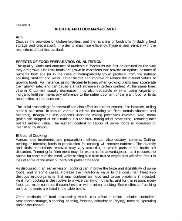 FREE 8+ Kitchen Management Forms in PDF | MS Word