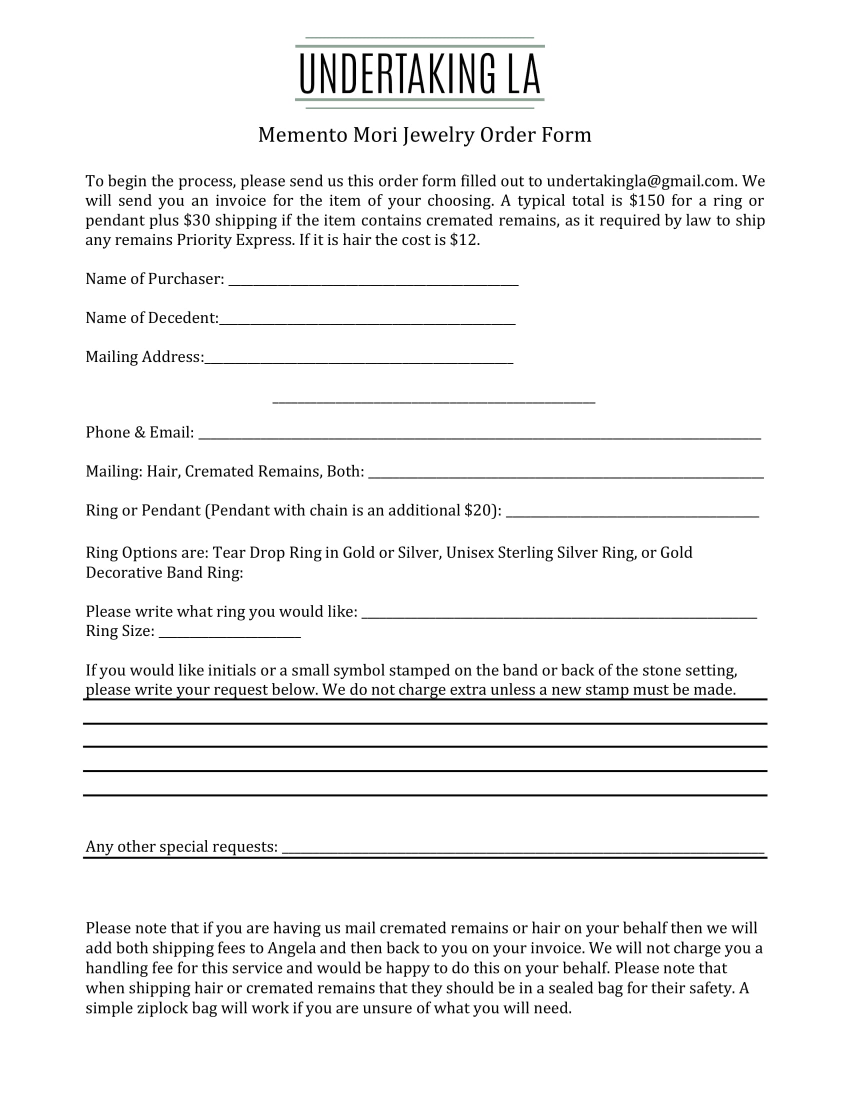 FREE 6+ Jewelry Order Forms in PDF | MS Word | Excel