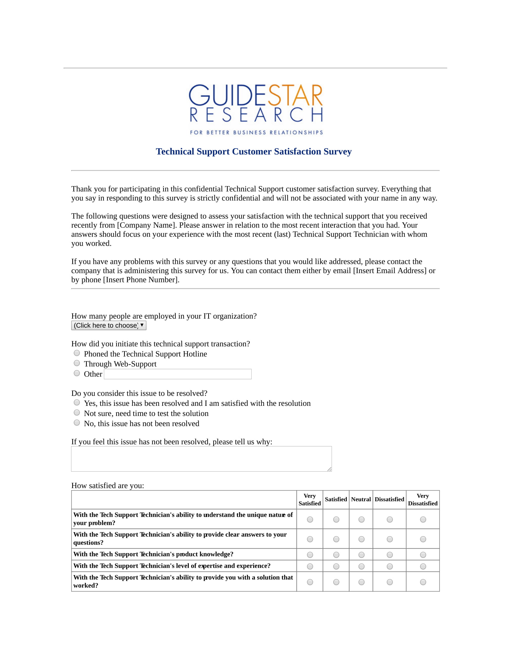 FREE 2+ Tech Support Satisfaction Survey Forms in PDF