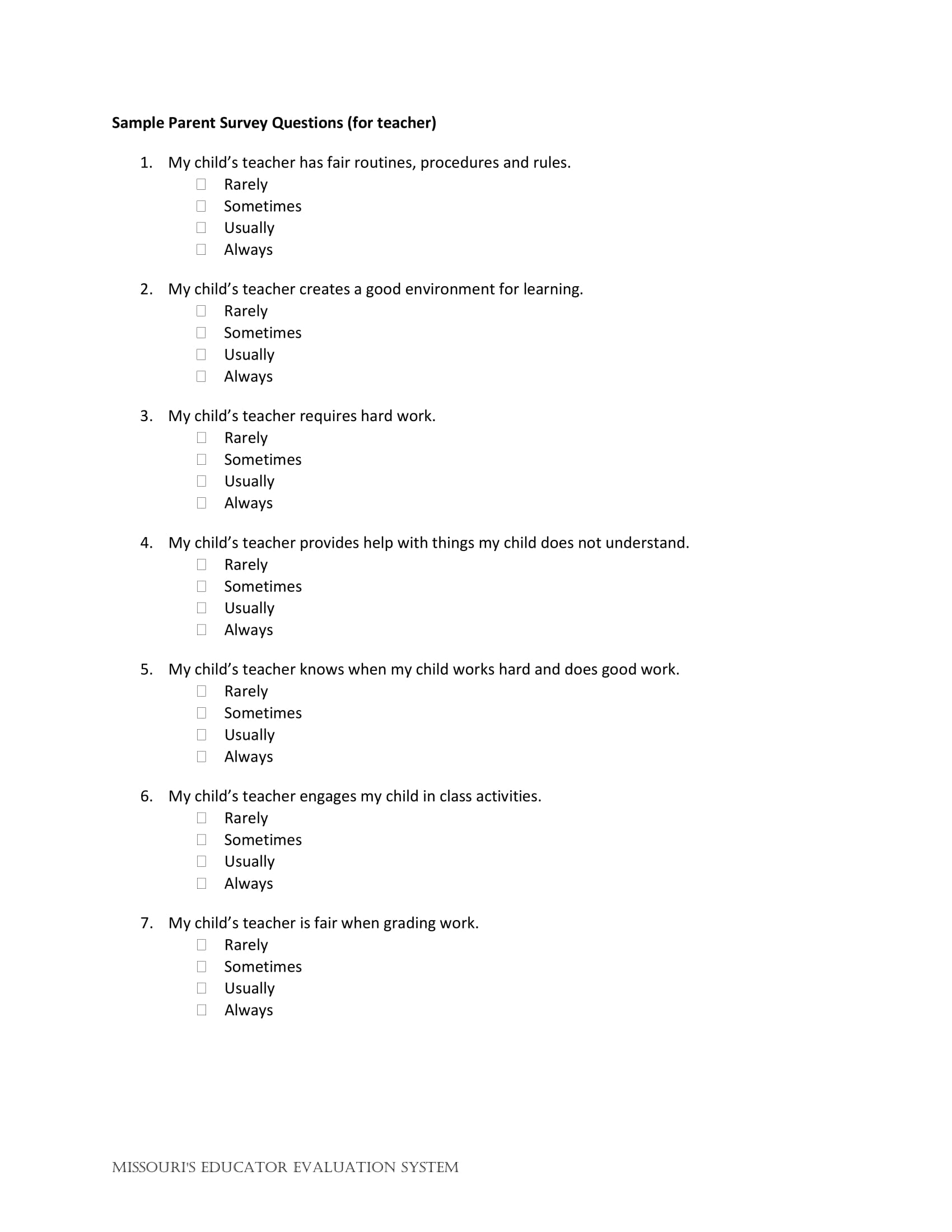 FREE 6+ Parent Survey Forms in PDF | MS Word | Excel