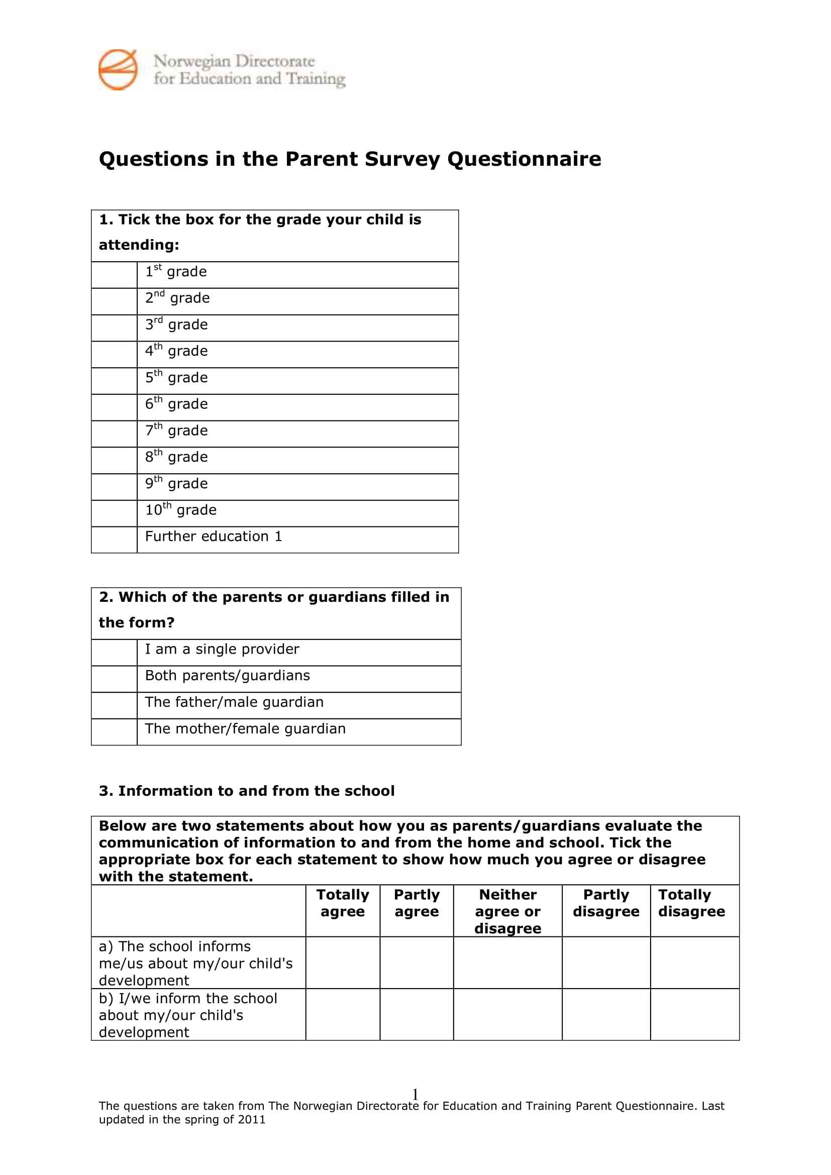 FREE 6+ Parent Survey Forms in PDF | MS Word | Excel