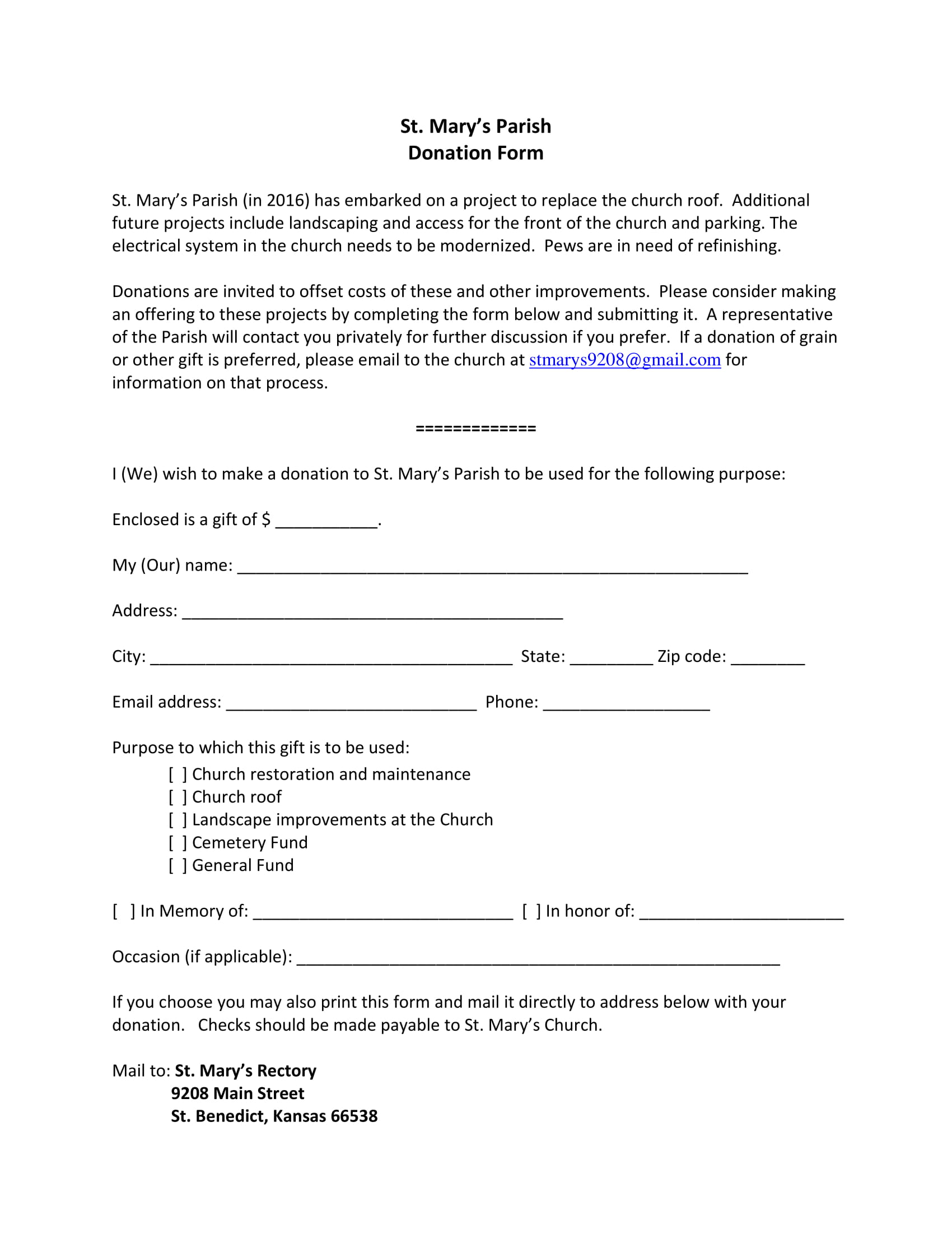 FREE 9+ Church Donation Form Samples, PDF, MS Word, Google Docs, Excel
