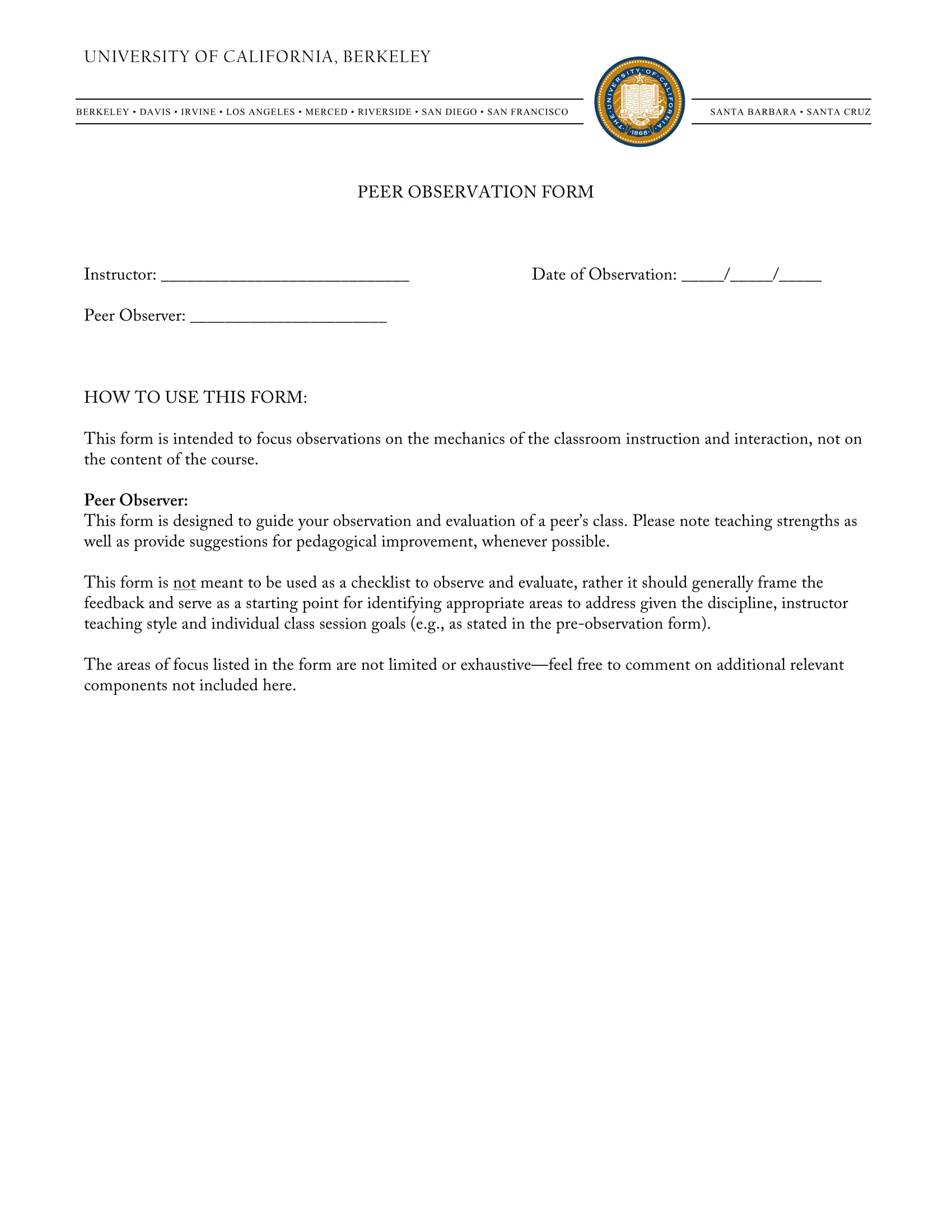 FREE 8+ Peer Observation Form Samples, PDF, MS Word, Google Docs