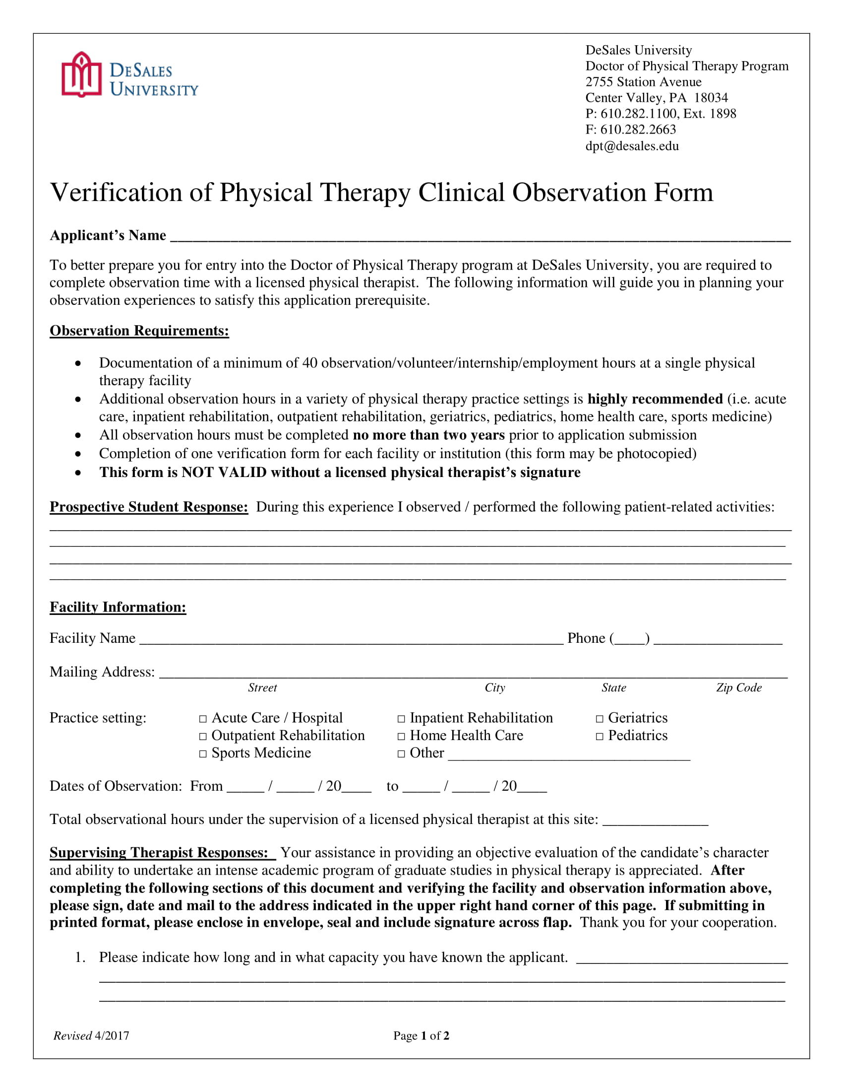 FREE 5+ Clinical Observation Forms in PDF | MS Word