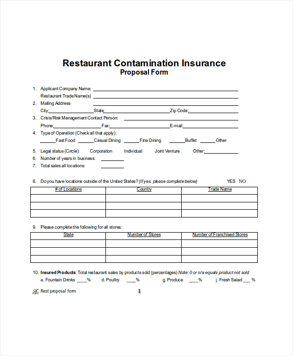 FREE 7+ Restaurant Proposal Forms in PDF | MS Word
