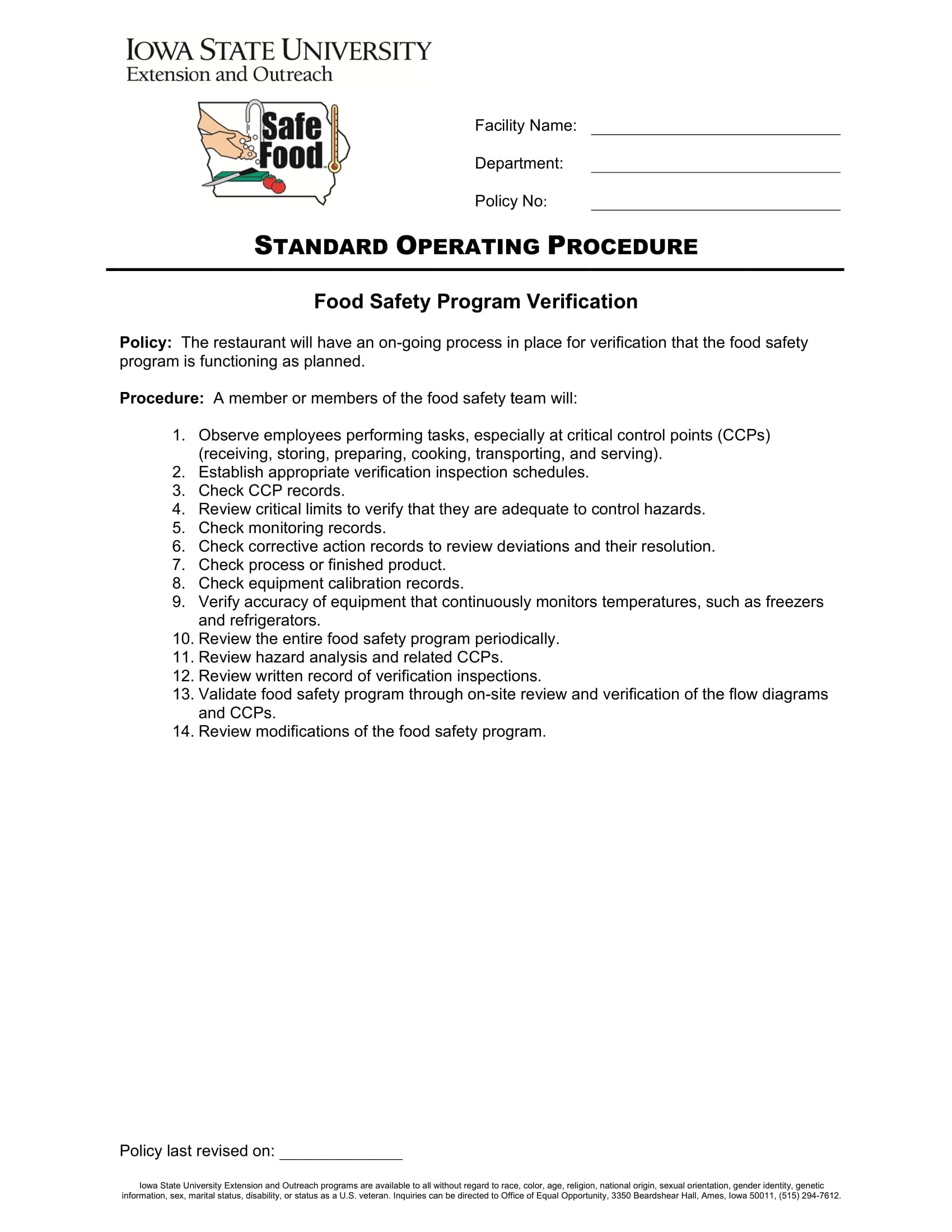 FREE 6+ Sample Restaurant Checklist Forms in PDF