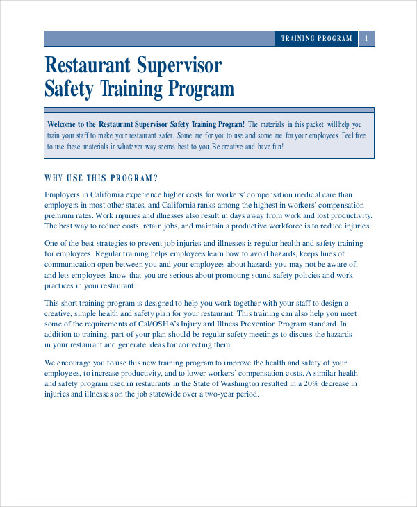FREE 11+ Restaurant Training Form Samples, PDF, MS Word, Google Docs